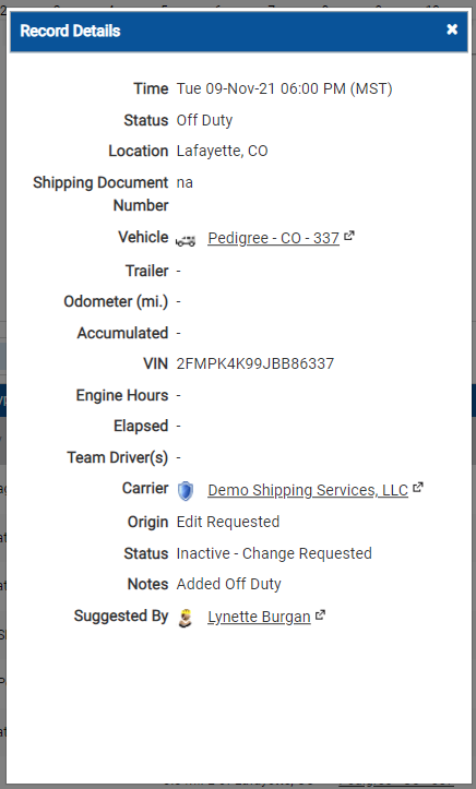 Logbook Edits - Insert Duty Status