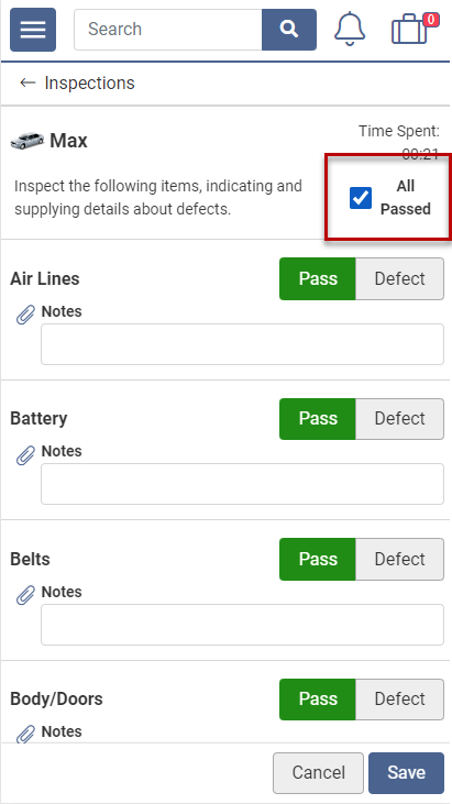 Inspections in OneView Mobile