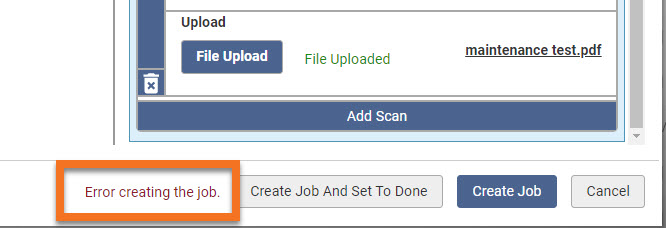 Error Creating the Job