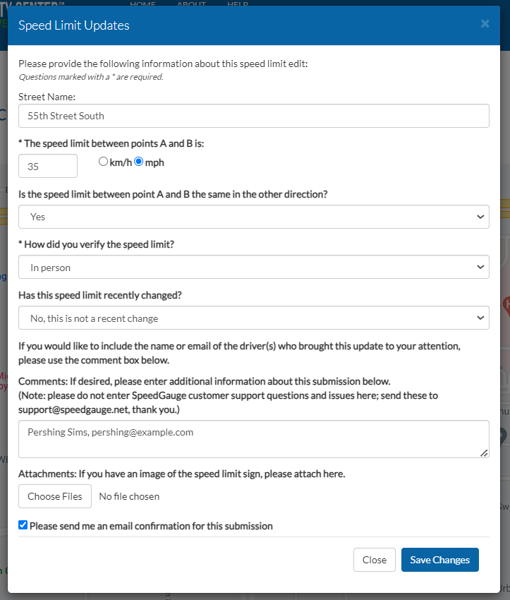 Posted Speed Limit Corrections Process