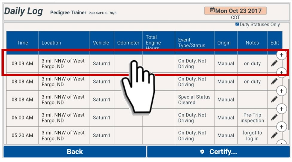 Drivers - Editing Logbook Records
