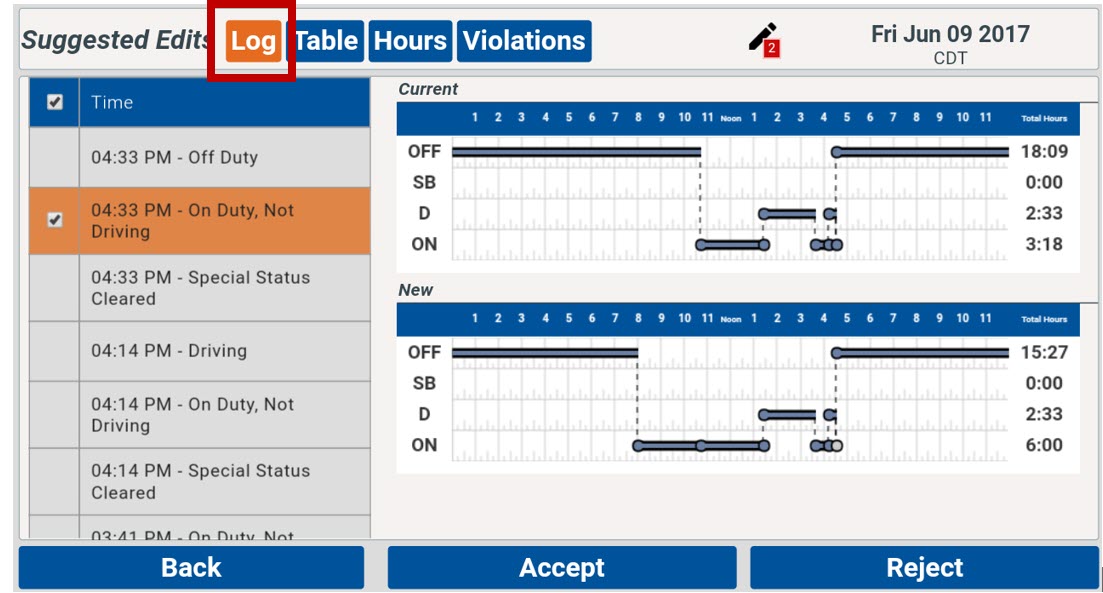 Drivers - Editing Logbook Records