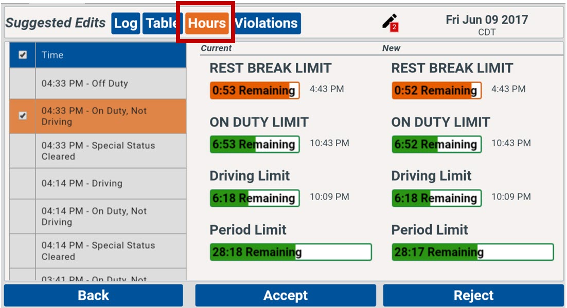 Drivers - Editing Logbook Records