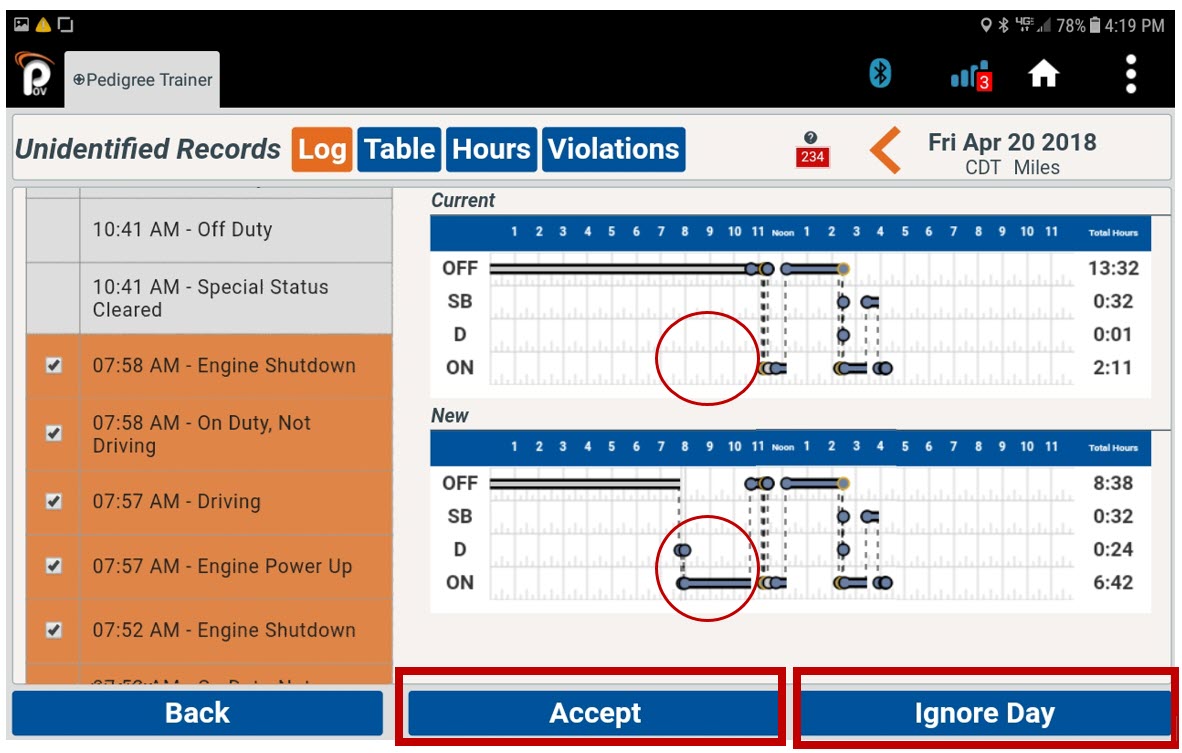Drivers - Editing Logbook Records